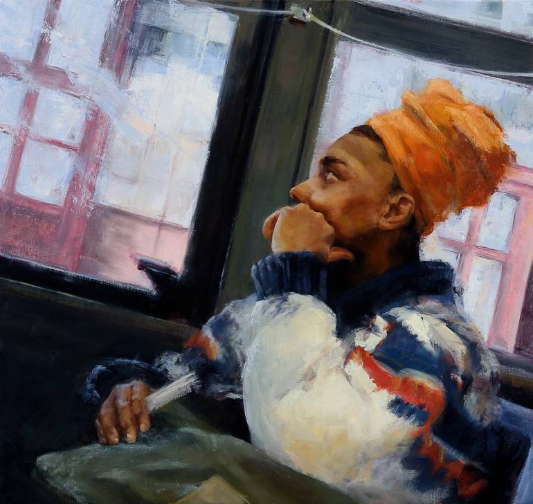 Western Bus Homebound Painting by Ned Axthelm | Saatchi Art
