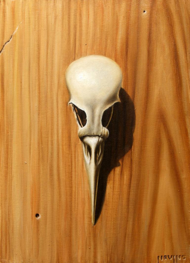Grackle Skull Painting by Patrick Nevins | Saatchi Art