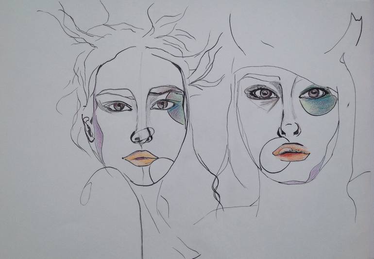 Sisters Drawing by Sonja Sofija S | Saatchi Art