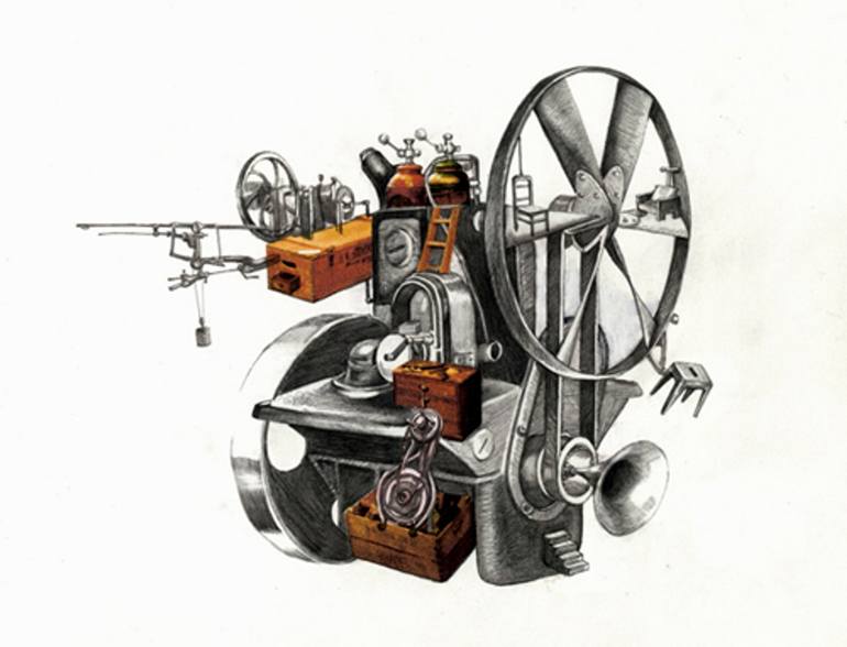 Contraption Drawing by Qing Xuan | Saatchi Art