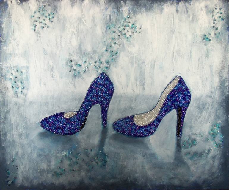 Blue shoes Painting by Lina Zavadske | Saatchi Art