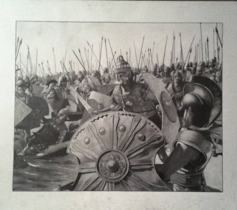 Battle Scene Greek Drawing by blu filotrani | Saatchi Art