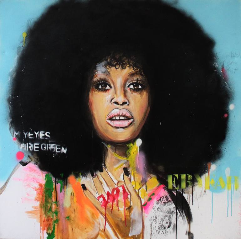 Erykah Badu Painting by Suzette Huwae | Saatchi Art