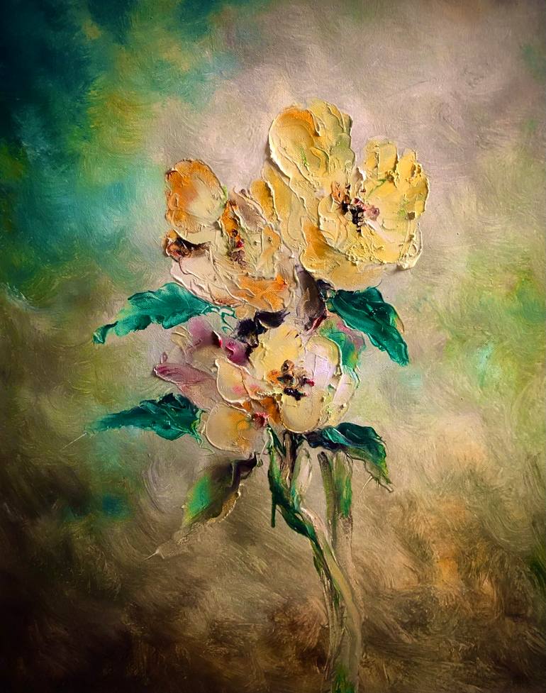 Les 3 fleurs Painting by Denis Canut | Saatchi Art