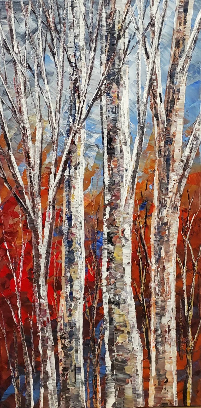 BUNCH OF BIRCH Painting by Tatiana Iliina | Saatchi Art