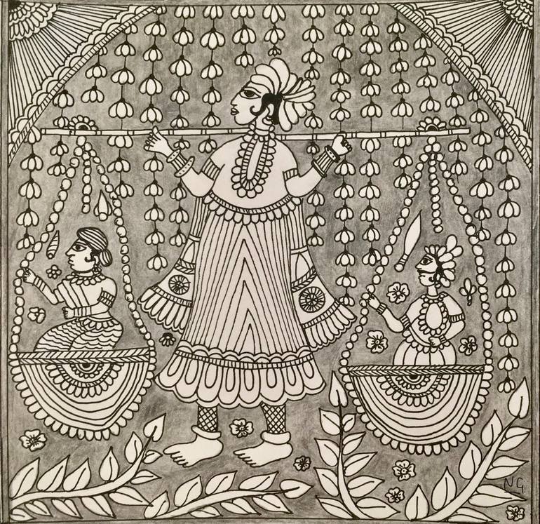 Daily Art #18 Temple Art, Mata Ni Pachedi Illustration Artwork Painting ...