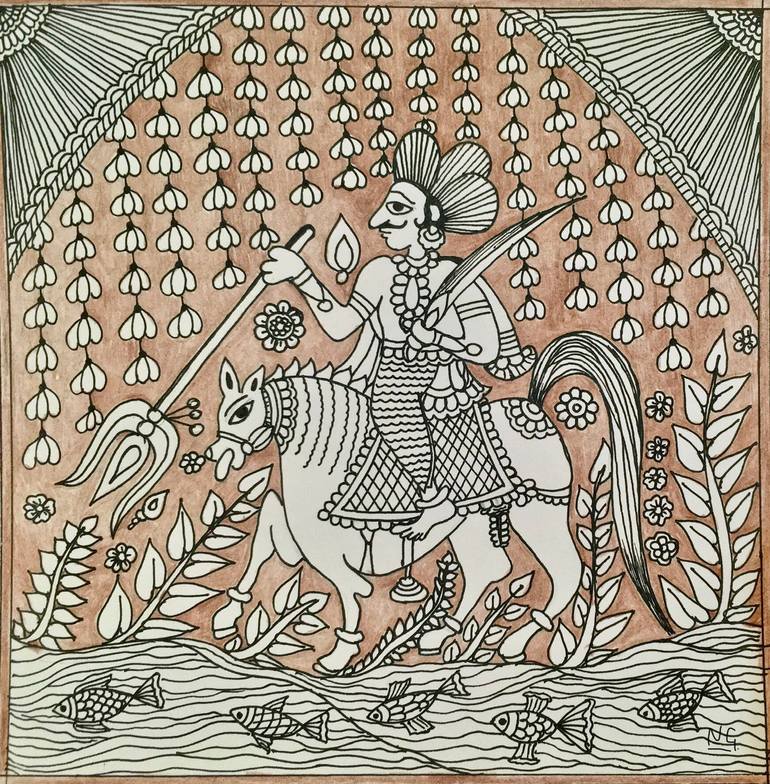 Daily Art #19 Temple Art, Mata Ni Pachedi Illustration Artwork Painting ...