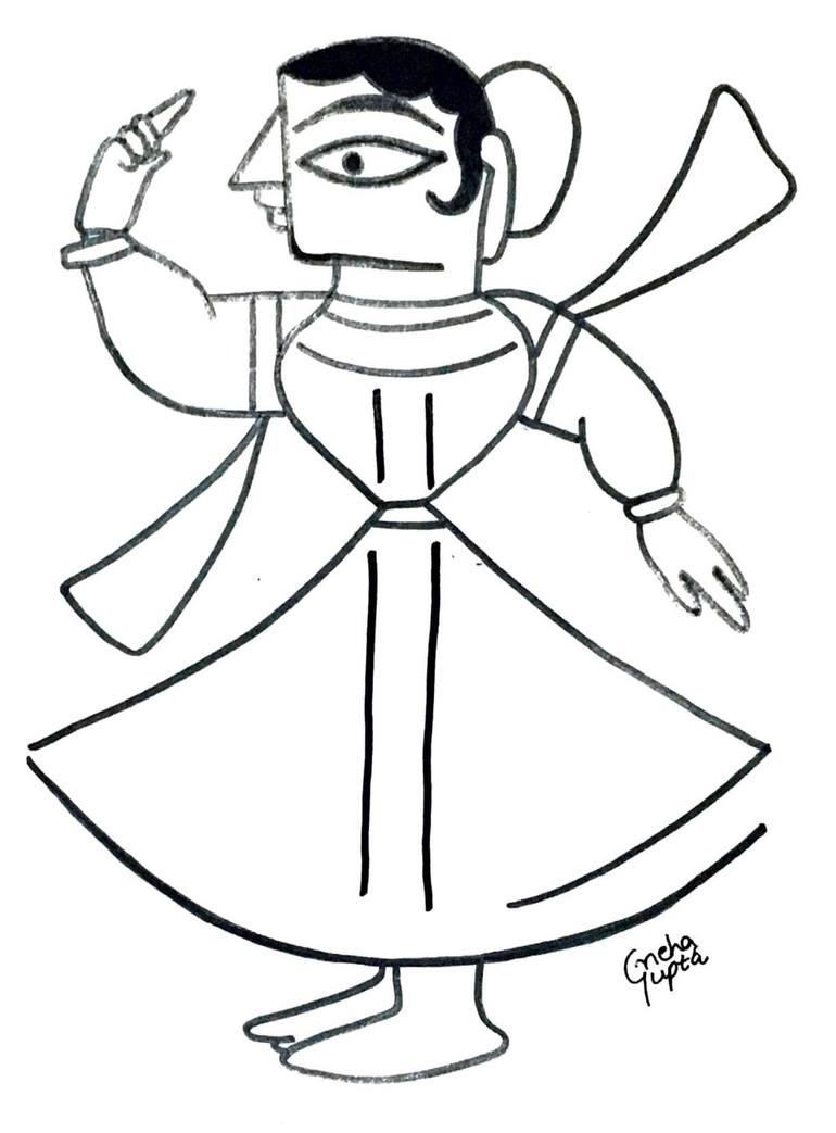 Daily Art #78 Dancing Girl Colouring Page Illustration Drawing Painting ...