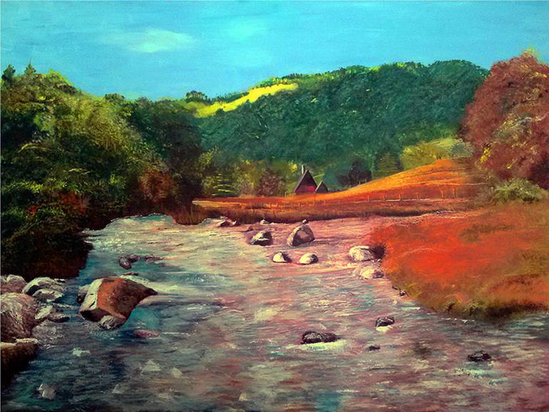 Stream and meadow Painting by Bill Hengen | Saatchi Art