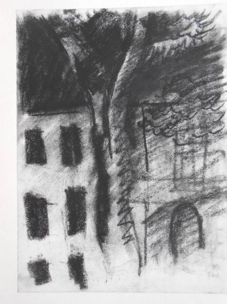 Tree and Windows in France Drawing by Phil Wilkinson | Saatchi Art
