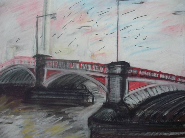 The Red Bridge Drawing by Phil Wilkinson | Saatchi Art