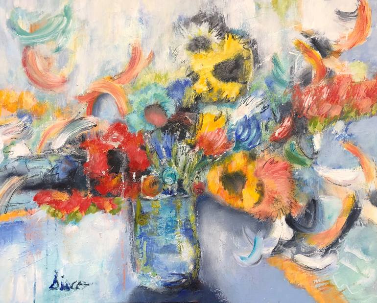 Happy Florals Painting by Deborah Sisco | Saatchi Art