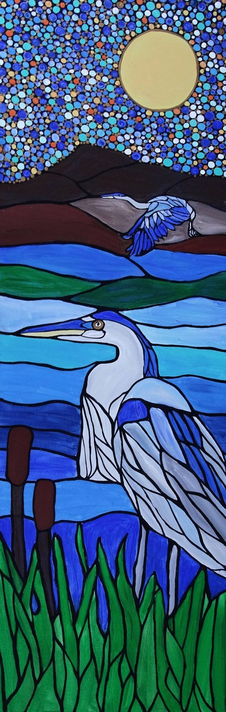 Blue herons Painting by Rachel Olynuk | Saatchi Art