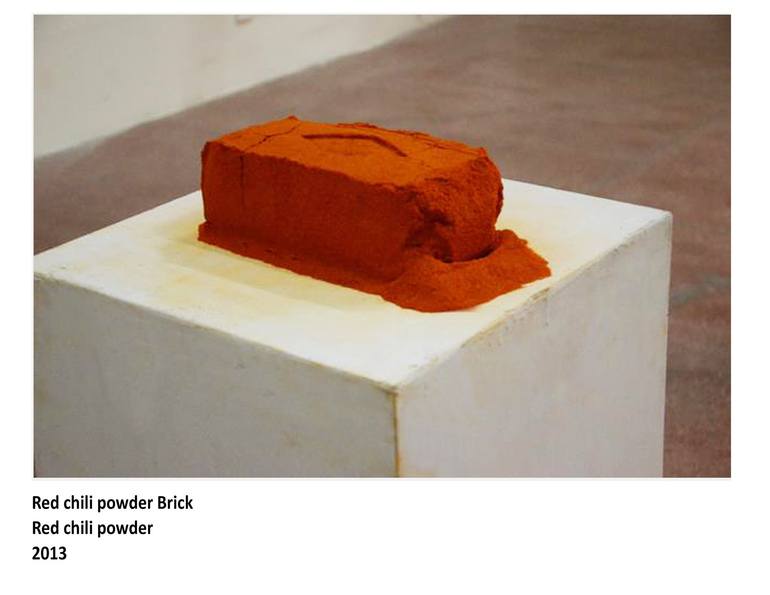 red chili powder brick Installation by Idrees Hanif | Saatchi Art