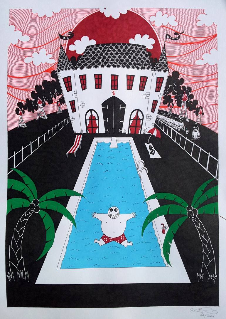 Oil & Water Drawing by Cyril Pi R | Saatchi Art