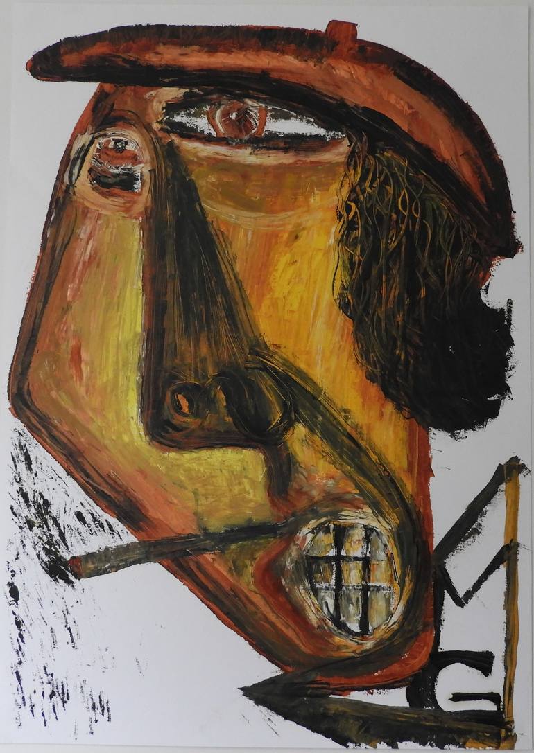 The bricklayer Painting by Gábor Mucsi | Saatchi Art