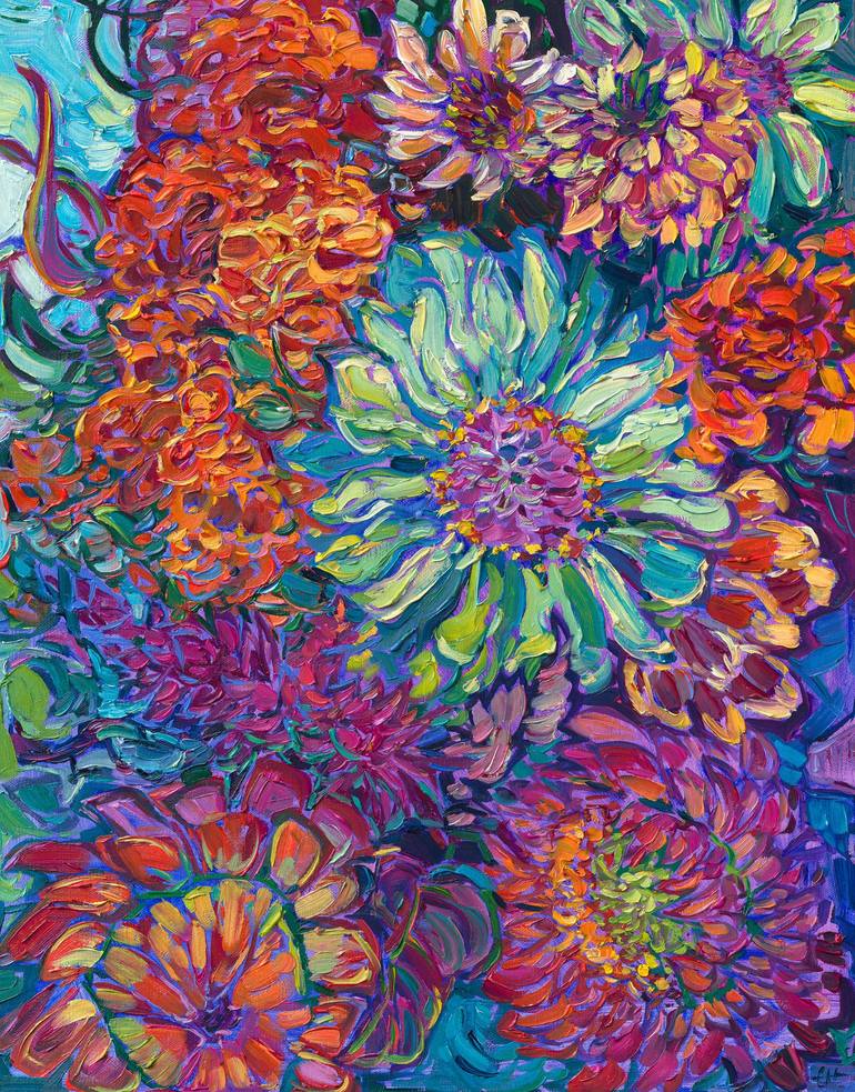 Magenta Blooms Painting by Erin Hanson | Saatchi Art