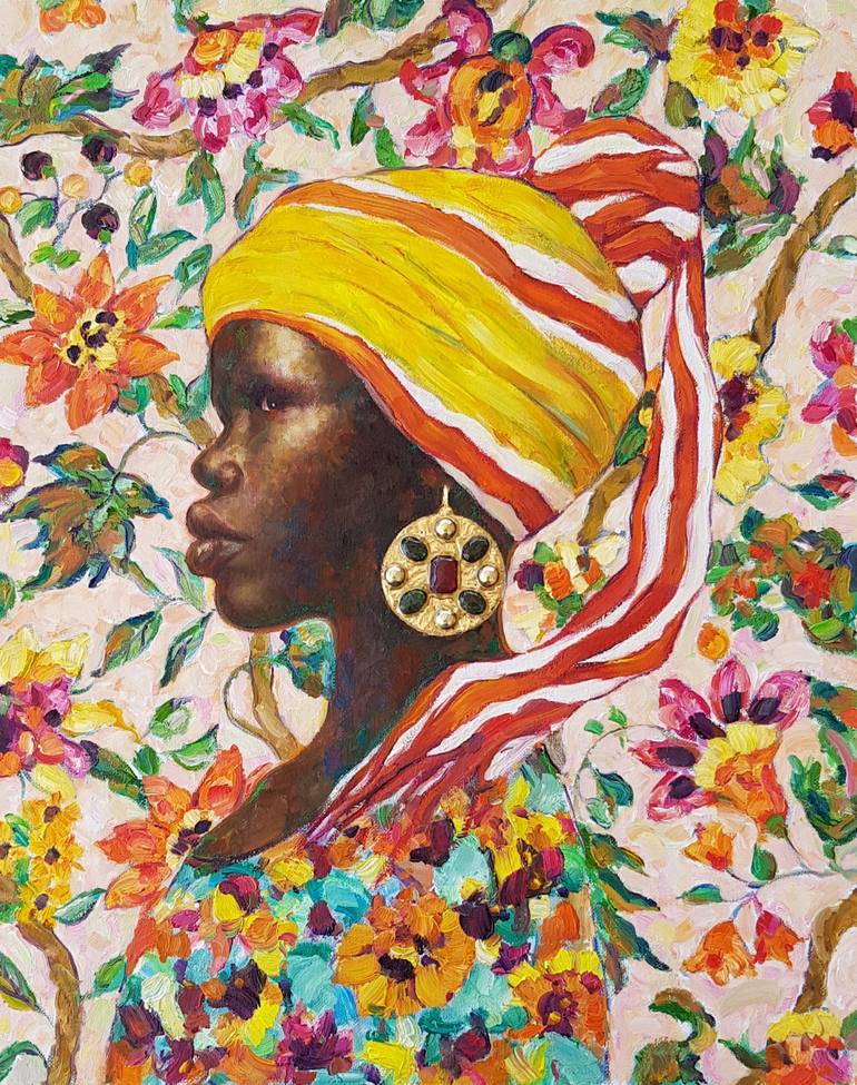 Woman with a turban Painting by B A H M A N | Saatchi Art