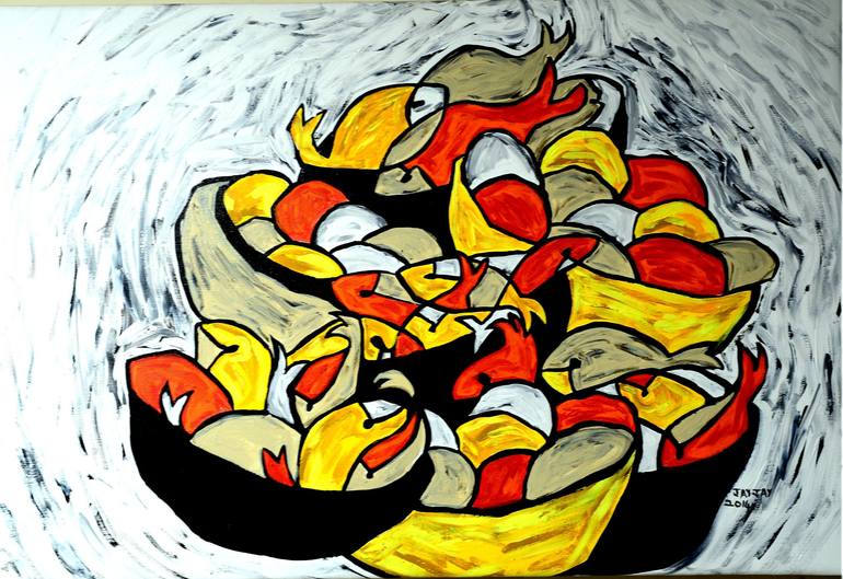 Feeding the multitude Painting by Jayashree Jayapaul | Saatchi Art