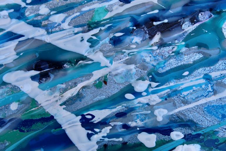 Blue Motion Triptych Painting by Rachel McCullock | Saatchi Art