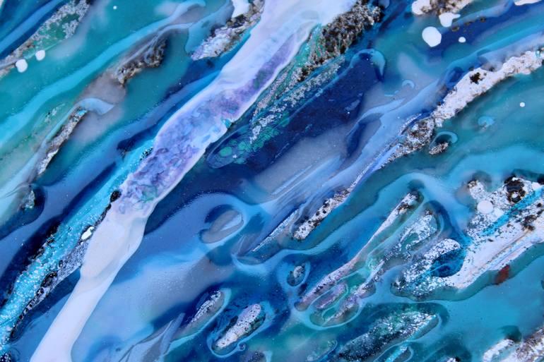 Blue Motion Triptych Painting by Rachel McCullock | Saatchi Art