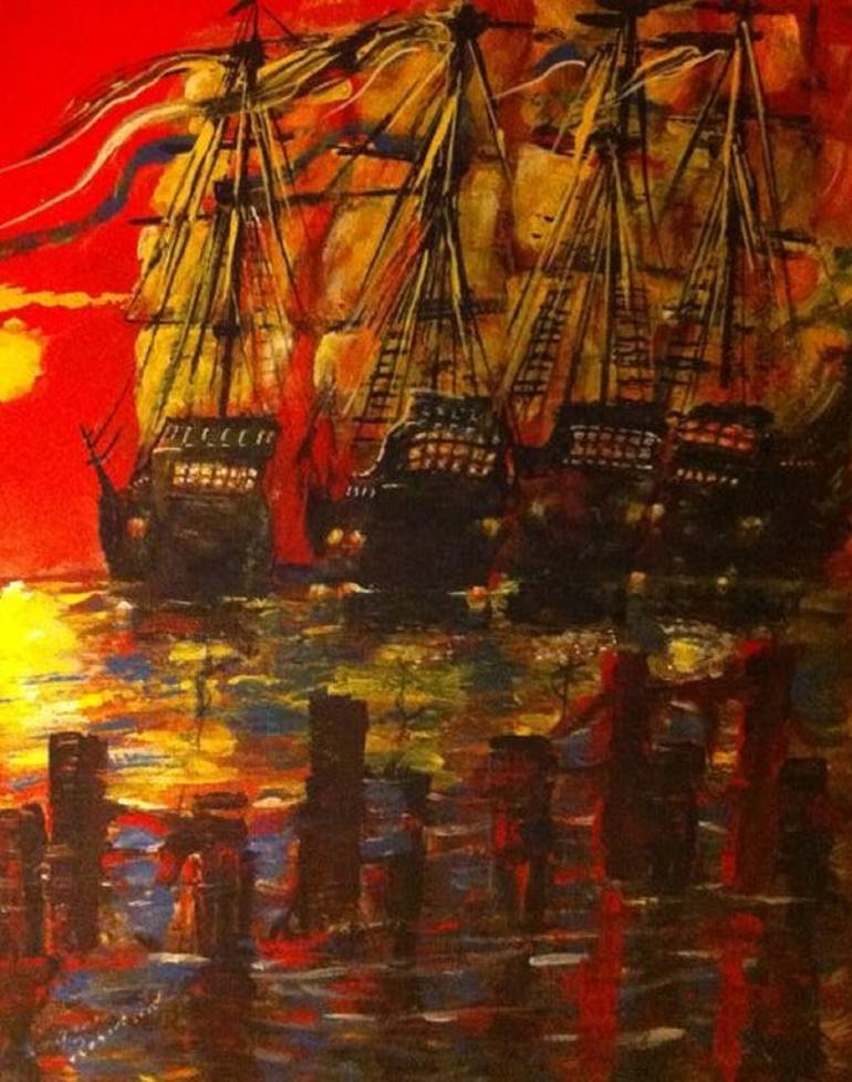 Ships of the Line Painting by gene Robertson | Saatchi Art