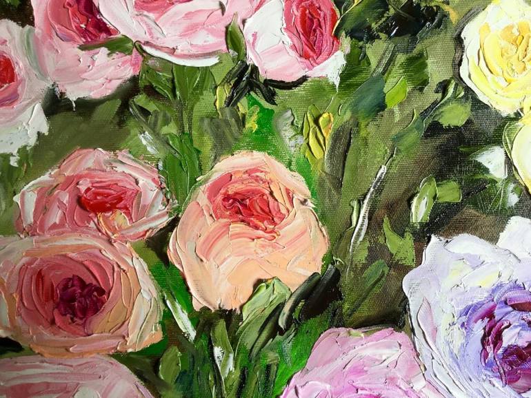 Rose garden in Greenwich, summer, roses Painting by Olga Koval ...