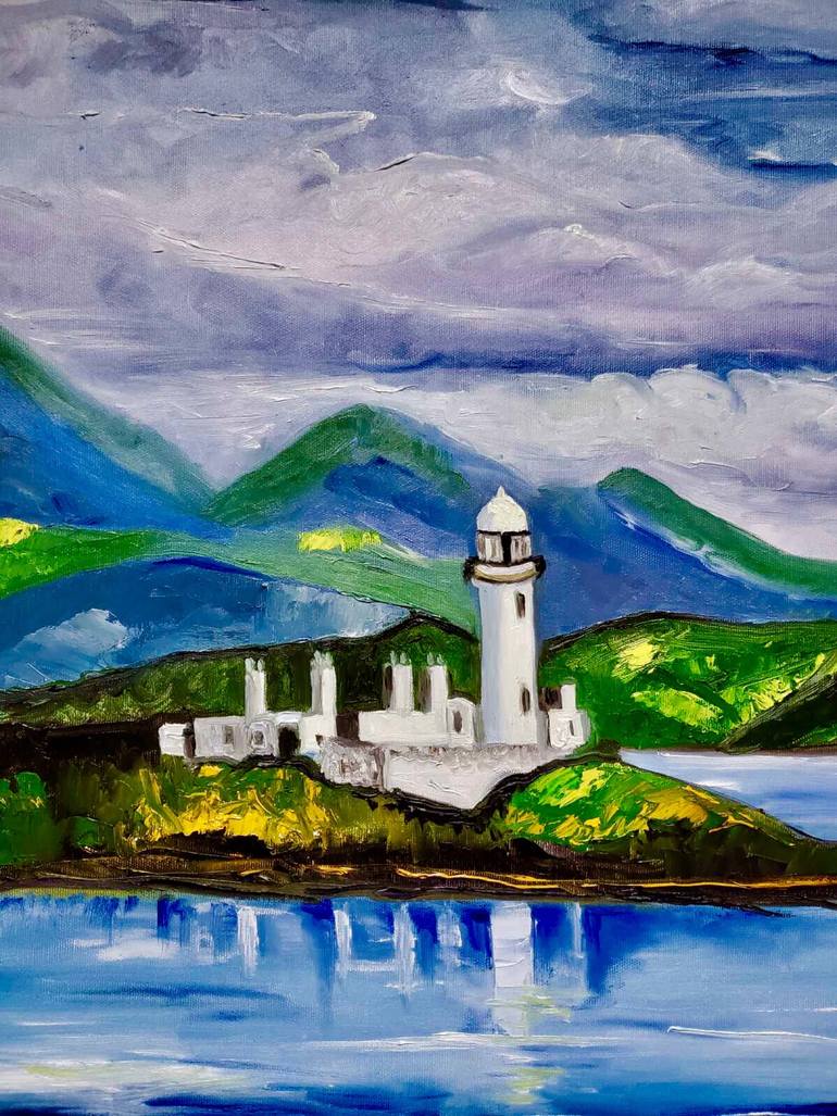 Lismore Lighthouse Scotland Landscape Painting by Olga Koval | Saatchi Art