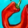 Red Capri pepper on turquoise, still life, artwork for dining room ...