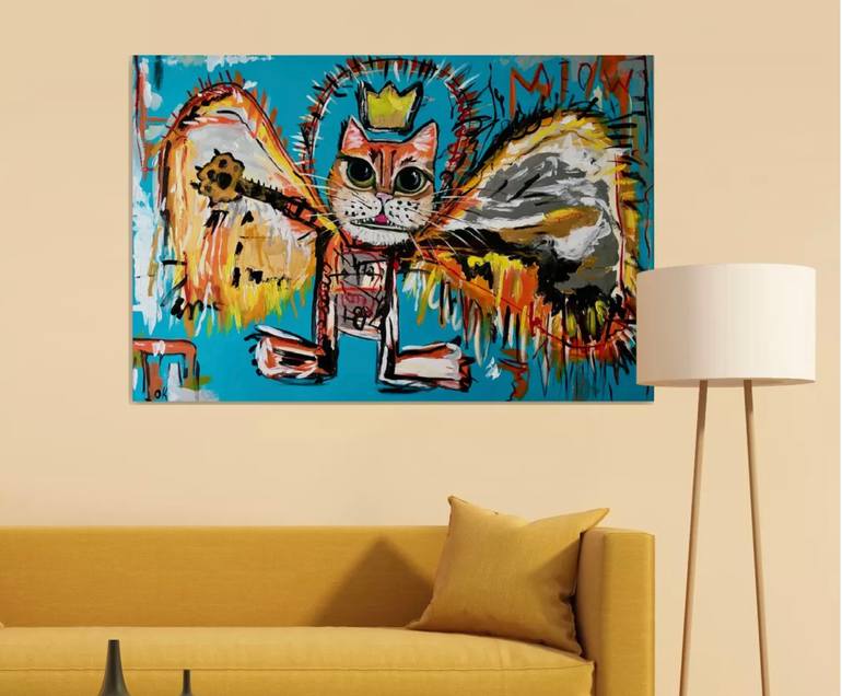 Red King Cat Fallen Angel by Jean-Michell Basquiat. Painting by Olga ...