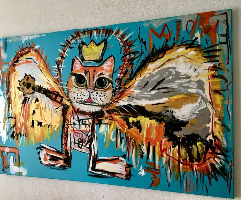 Red King Cat Fallen Angel by Jean-Michell Basquiat. Painting by Olga ...
