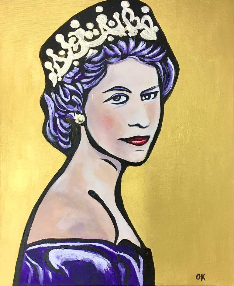 Her Majesty Queen Elizabeth II on gold Painting by Olga Koval | Saatchi Art