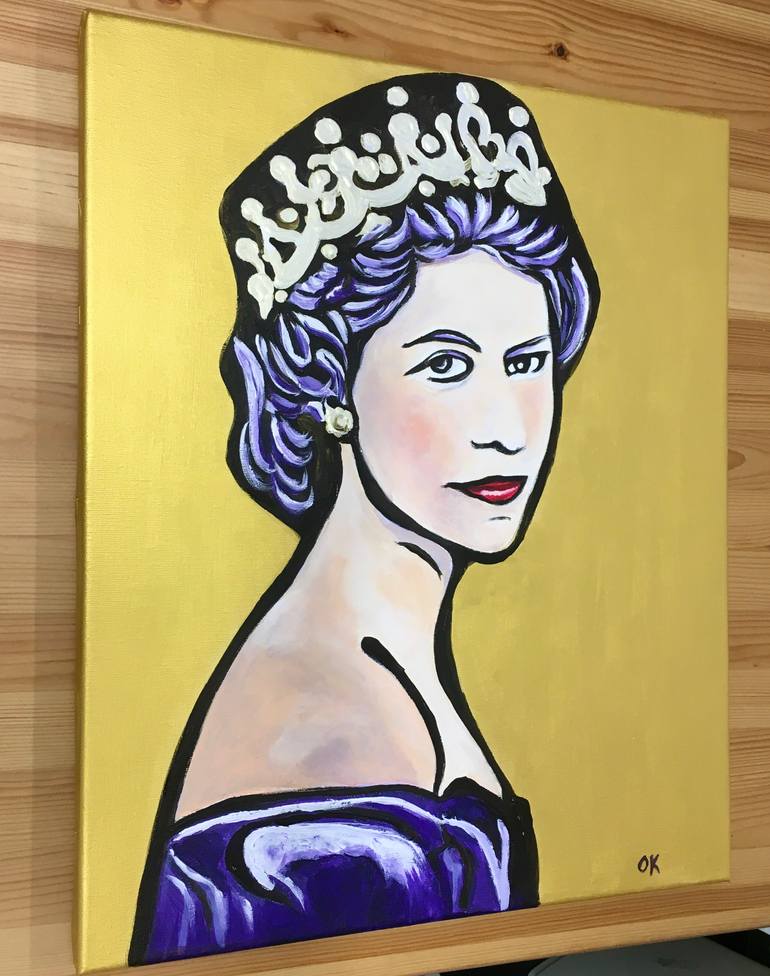 Her Majesty Queen Elizabeth II on gold Painting by Olga Koval | Saatchi Art
