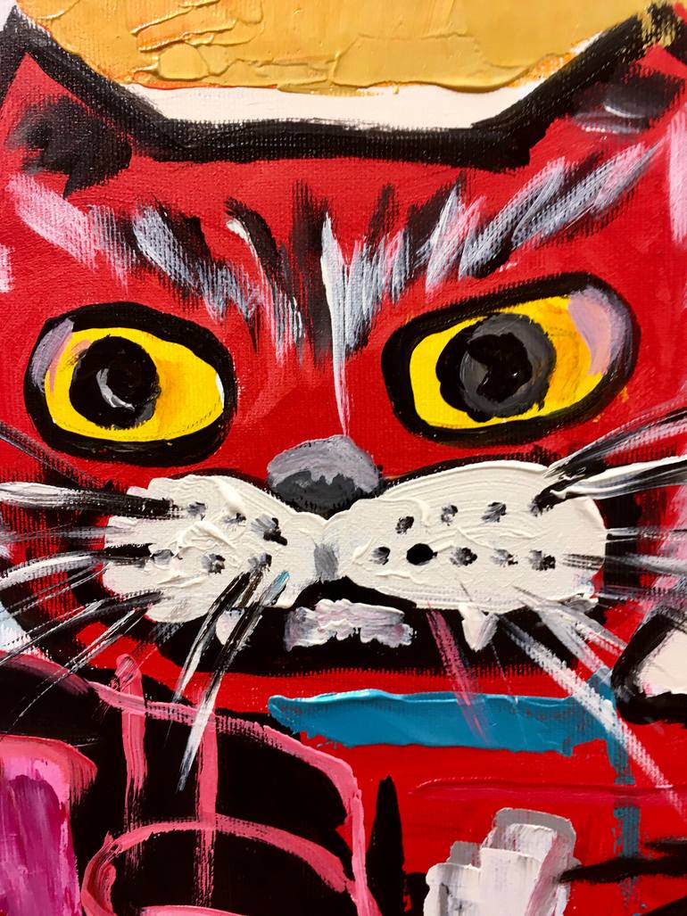 UNTITLED RED KING CAT VERSION OF PAINTING BY JEAN-MICHEL BASQUIAT ...