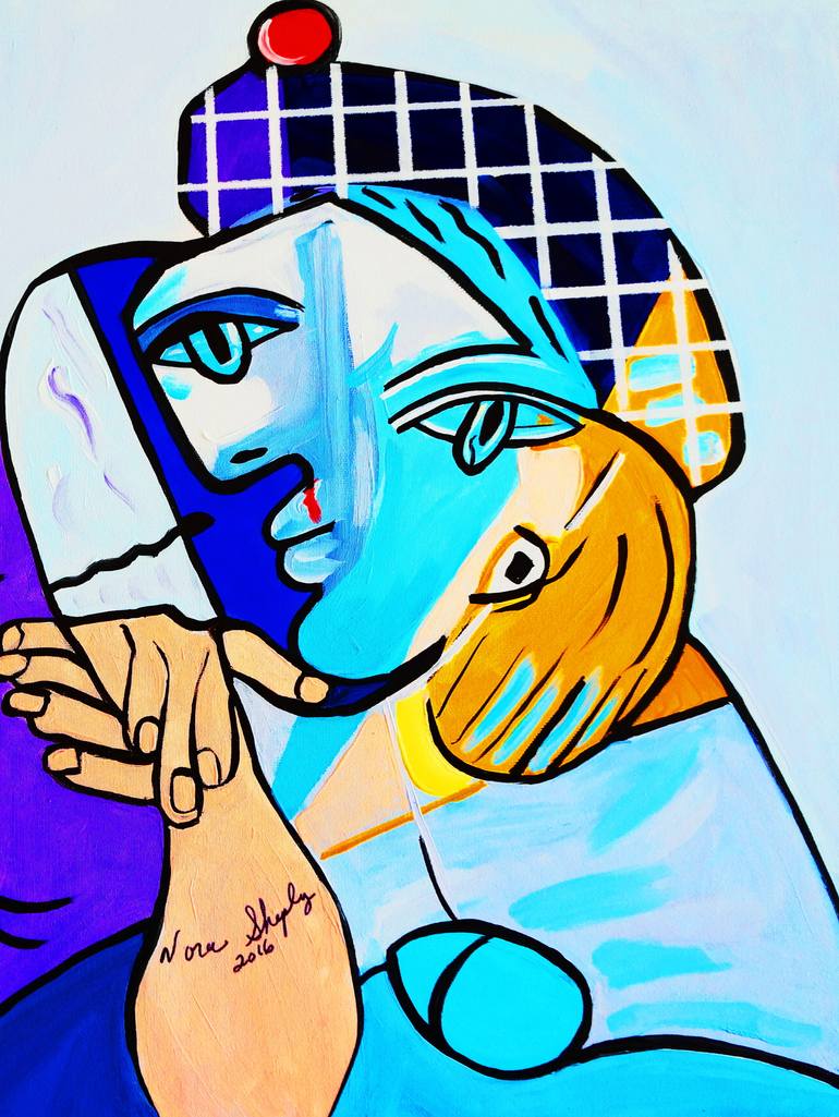 MAN WEARING BERET PICASSO Painting by Nora Shepley | Saatchi Art