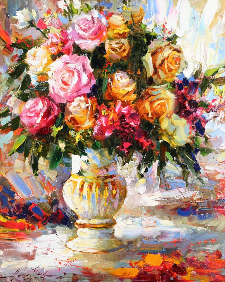 The Flowers by Andrey Figol Painting by Olexandr Zaprudskyi | Saatchi Art