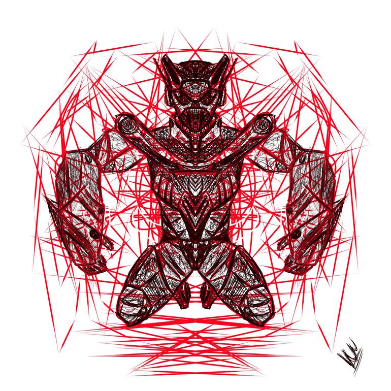 Kneeling tech armour Drawing by Fernando Sousa | Saatchi Art