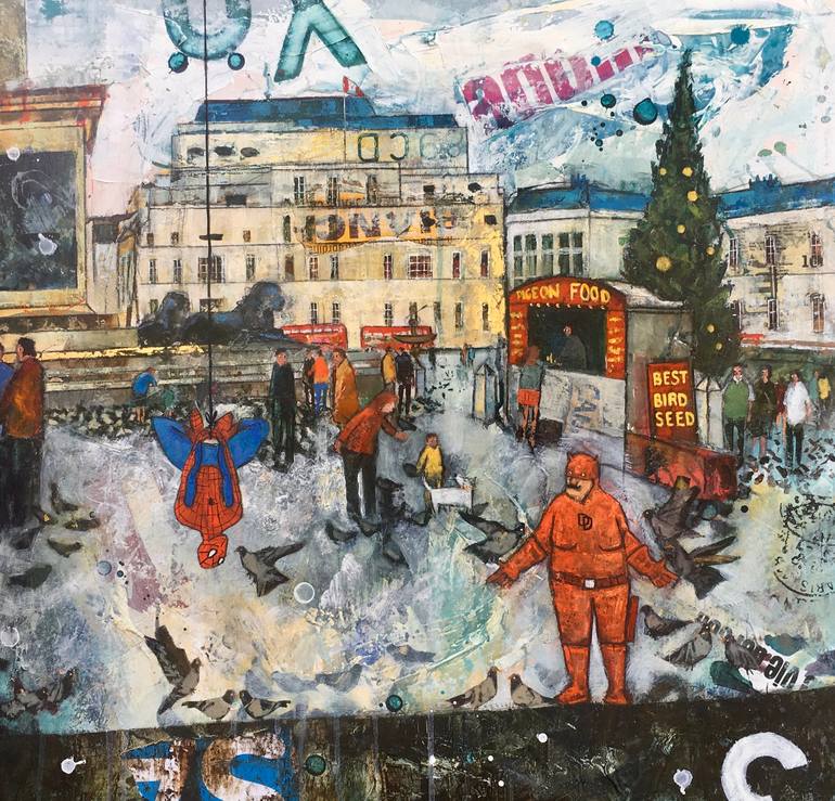 Spiderman and Daredevil Painting by Richard Burel | Saatchi Art