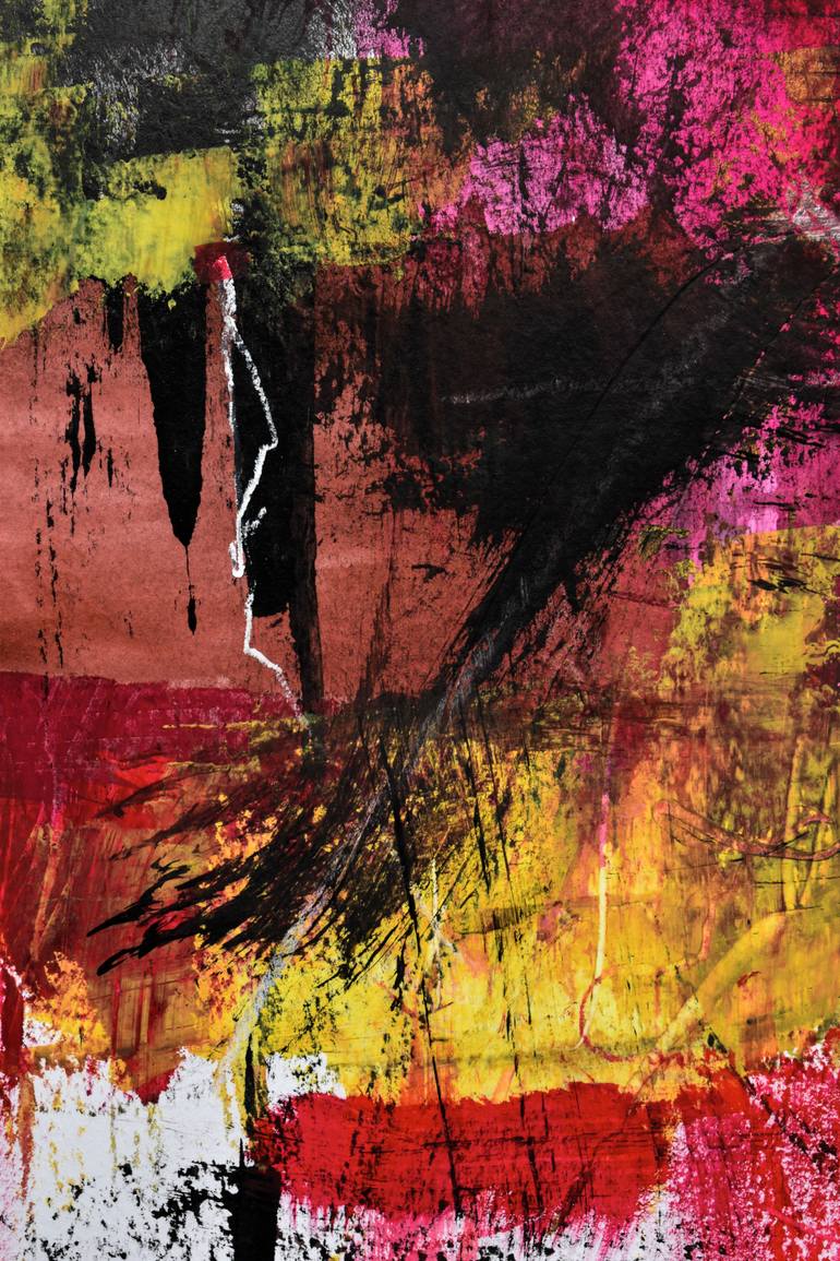 Radiant Fusion in Crimson Embrace Painting by David Rabie | Saatchi Art