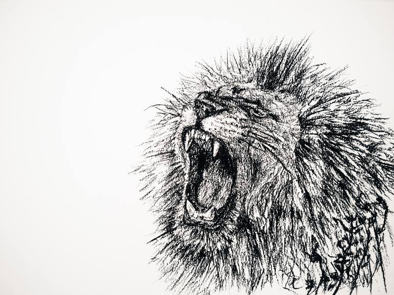 African Roar Drawing by David Rabie | Saatchi Art