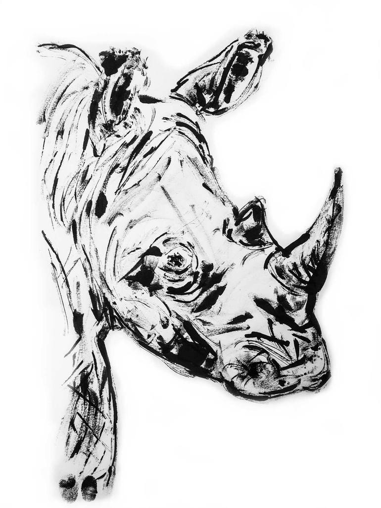The Rhino Story Drawing by David Rabie | Saatchi Art