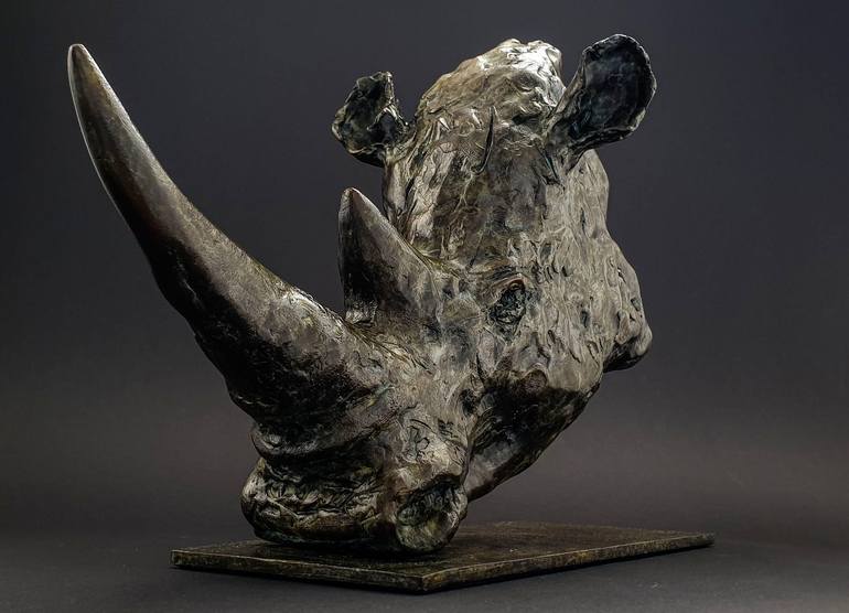 'The White Rhino' Bronze Sculpture Sculpture by David Rabie | Saatchi Art