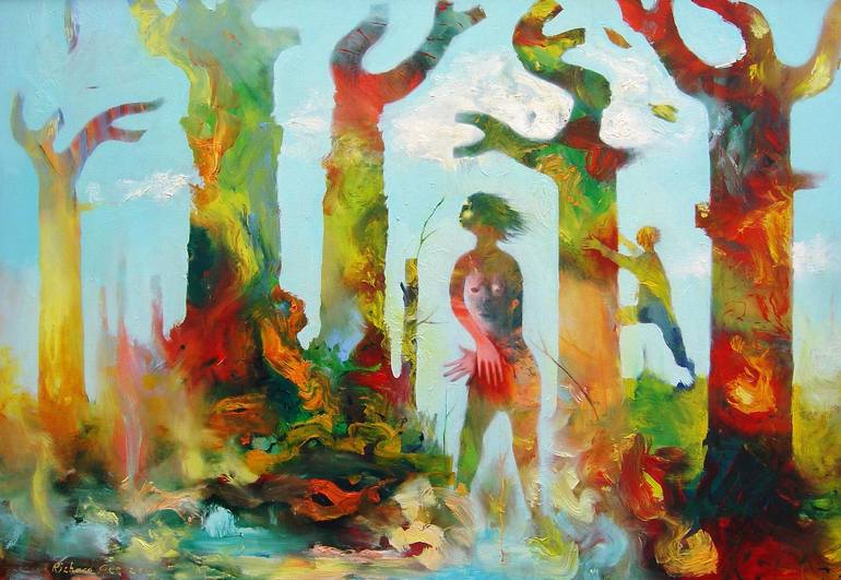 A walk through paradise garden Painting by Rick Gee | Saatchi Art