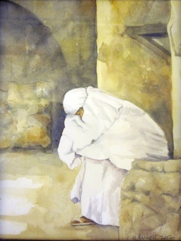 Muslim Woman at the Well Painting by Nancy Hibbett | Saatchi Art