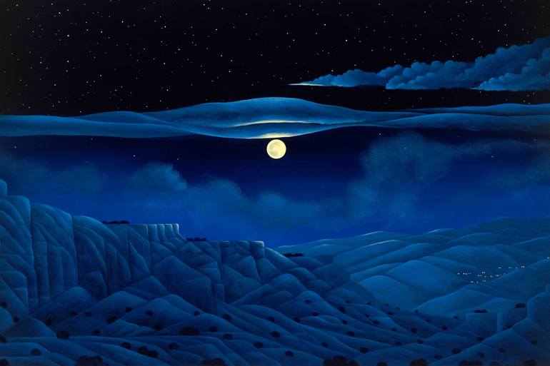 Mesa Moonrise Painting by Daniel Brown | Saatchi Art
