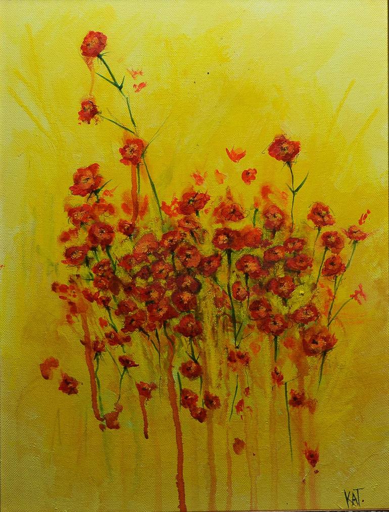 Poppies Dancing in the Sun Painting by Kat Warren | Saatchi Art
