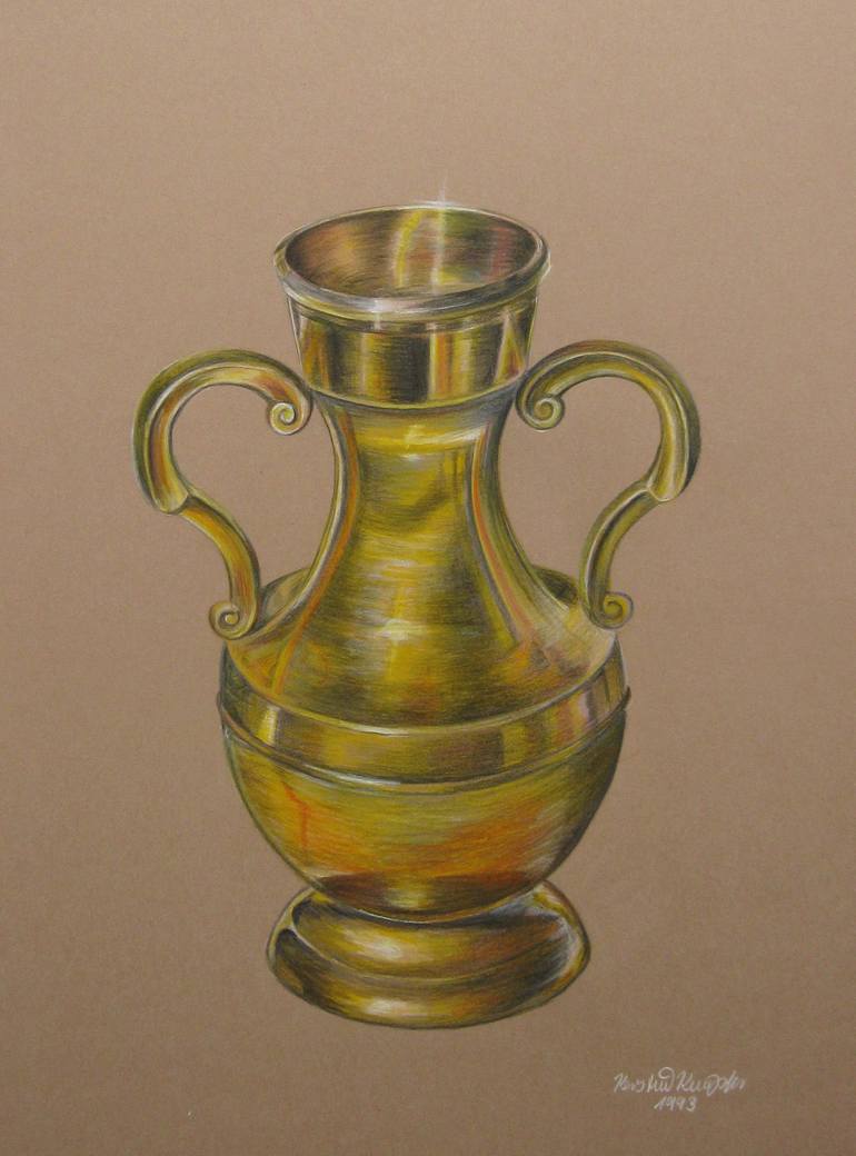 brass vase Drawing by Dharmada Knuepfer | Saatchi Art