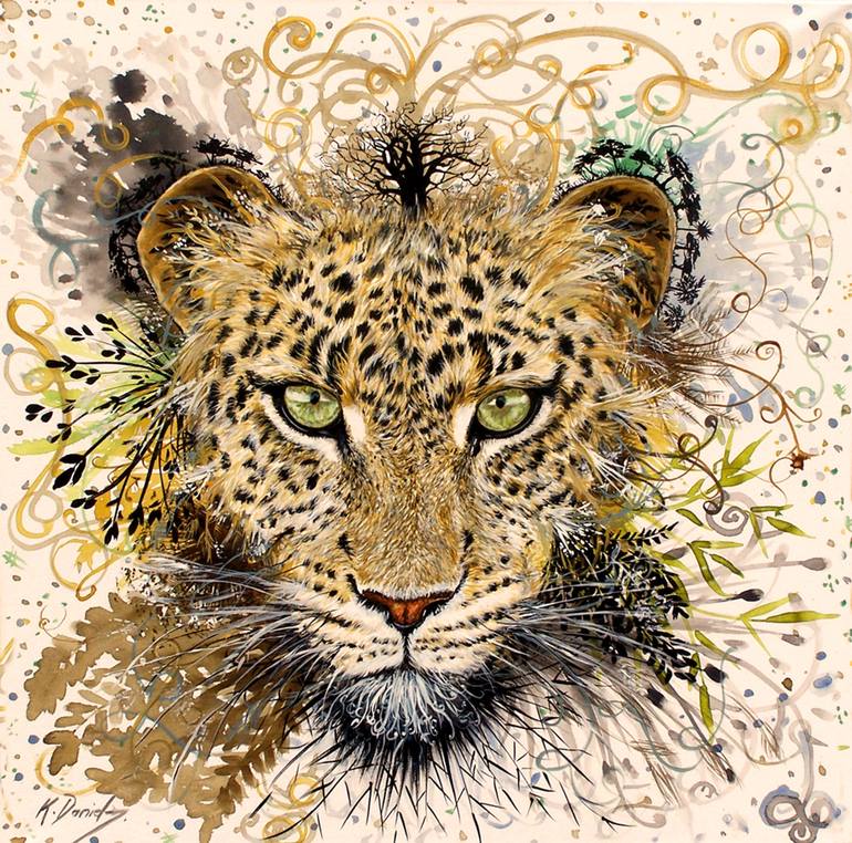 Earth Leopard Expressions #3 Painting by Karen Danielz | Saatchi Art