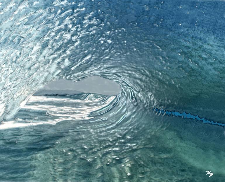 Surfer's View Inside the Tube Painting by Rick Doyle | Saatchi Art