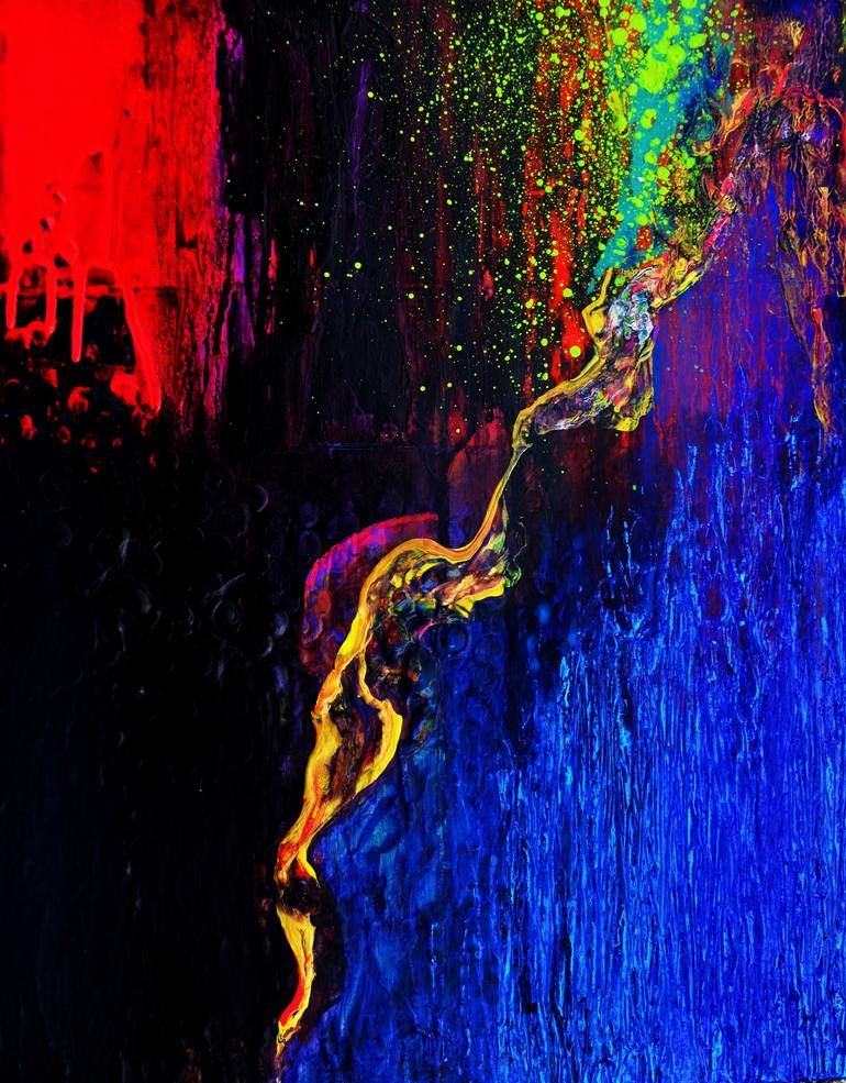 Neon Abstract Love conquers Painting by Henrieta Angel | Saatchi Art